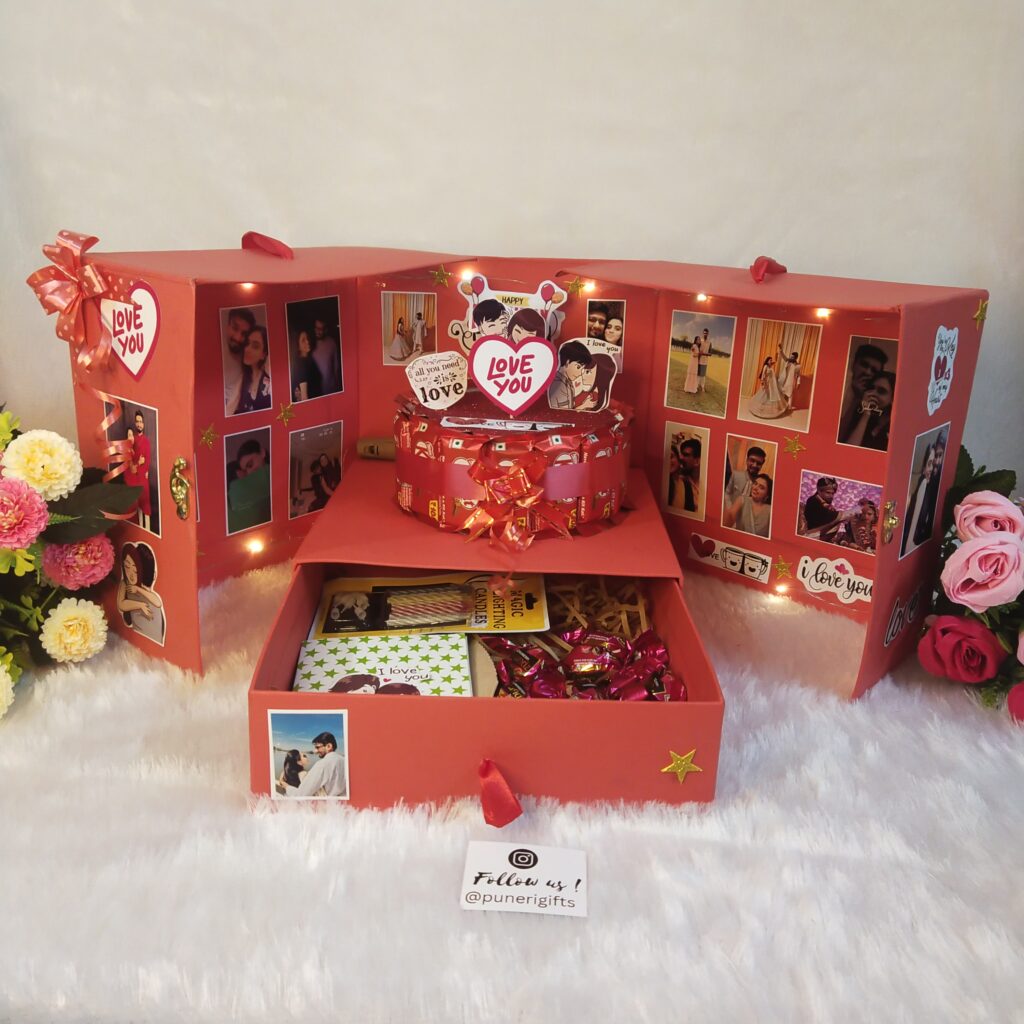 Red Surprise Love Box Loaded With Kitkat Chocolate Bouquet - Puneri Gifts